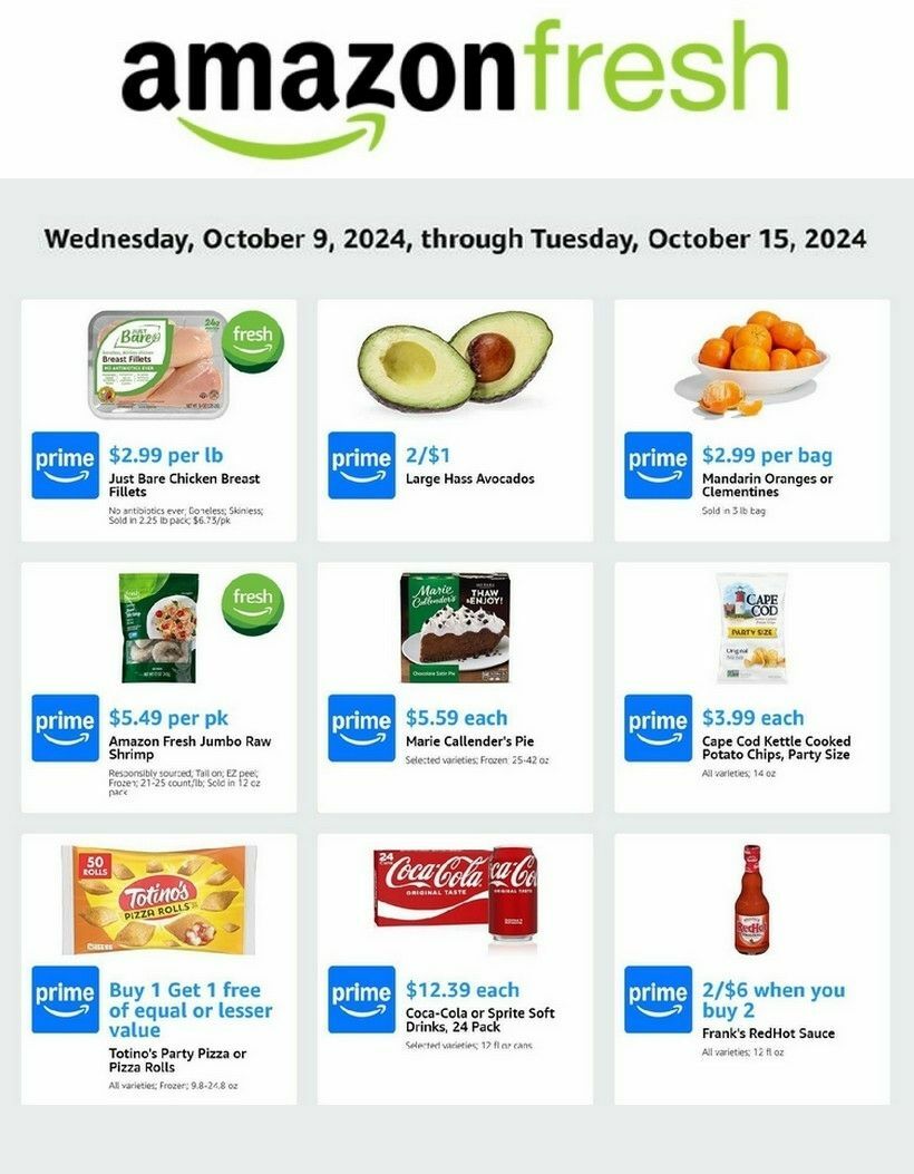Amazon Fresh Weekly Sale Ads from October 9