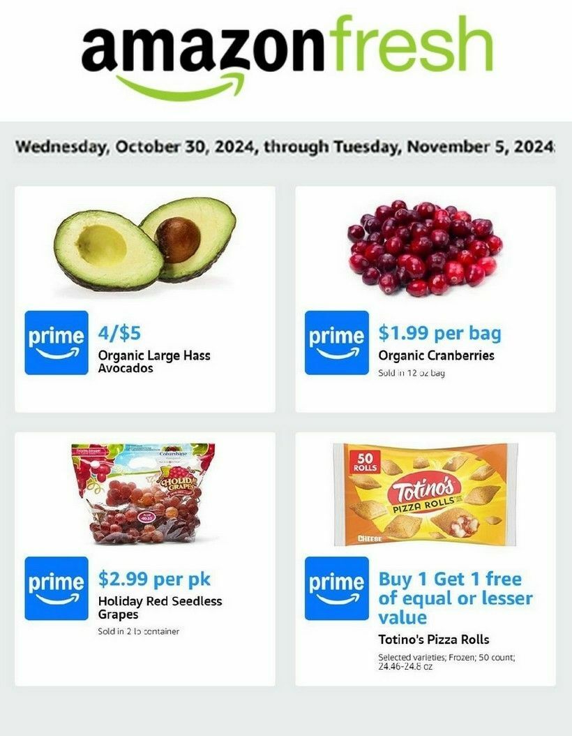 Amazon Fresh Weekly Sale Ads from October 30