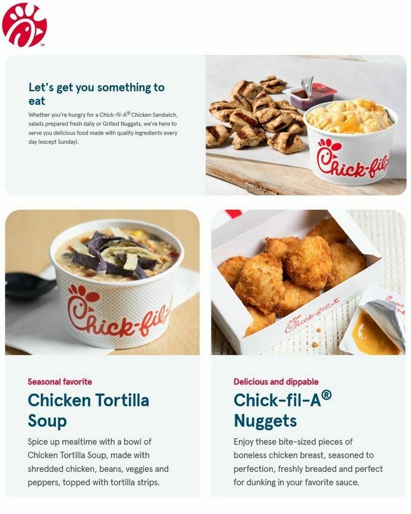 Chick-fil-A Menu from December 4