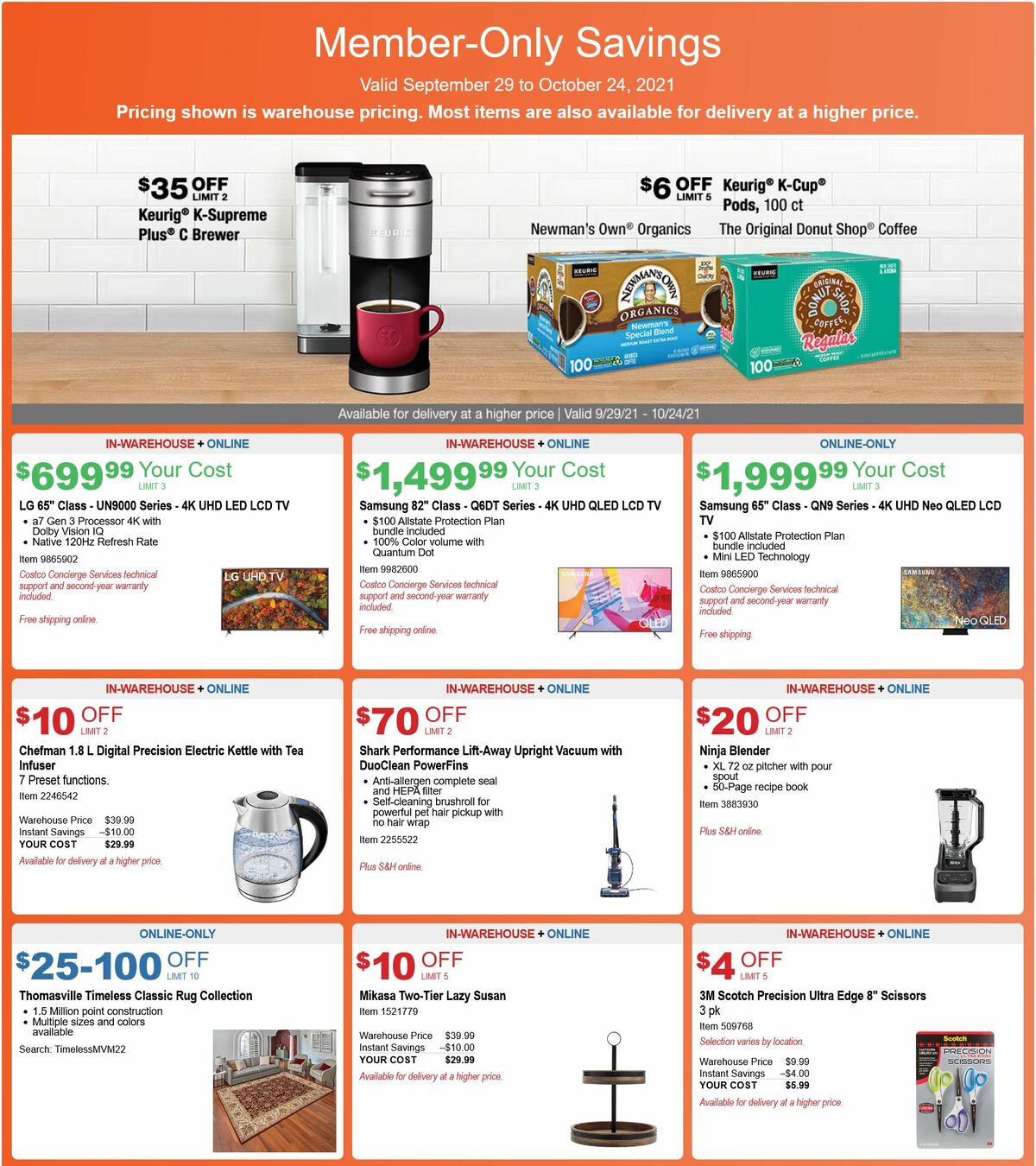 Costco Special Buys and Warehouse Savings from September 29