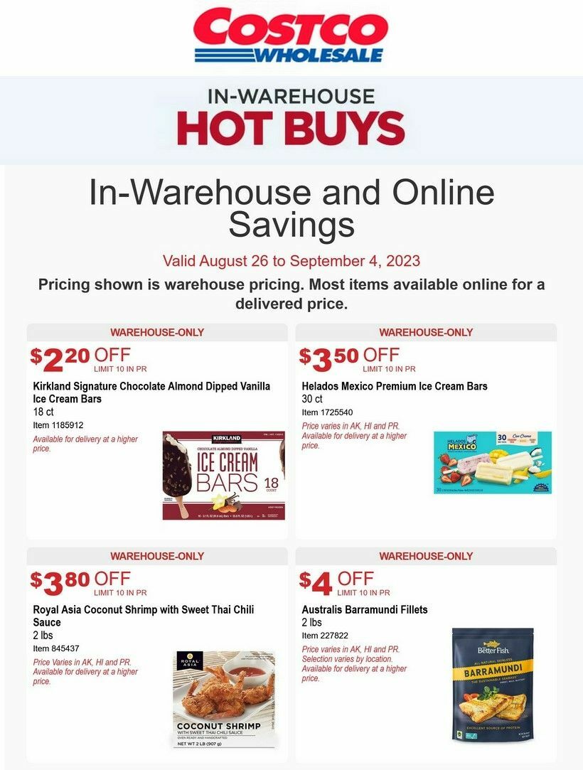 Costco Hot Buys Special Buys and Warehouse Savings from August 26
