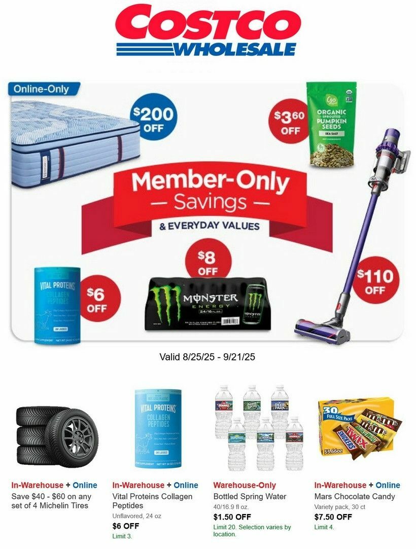 Costco Special Buys and Warehouse Savings from August 25