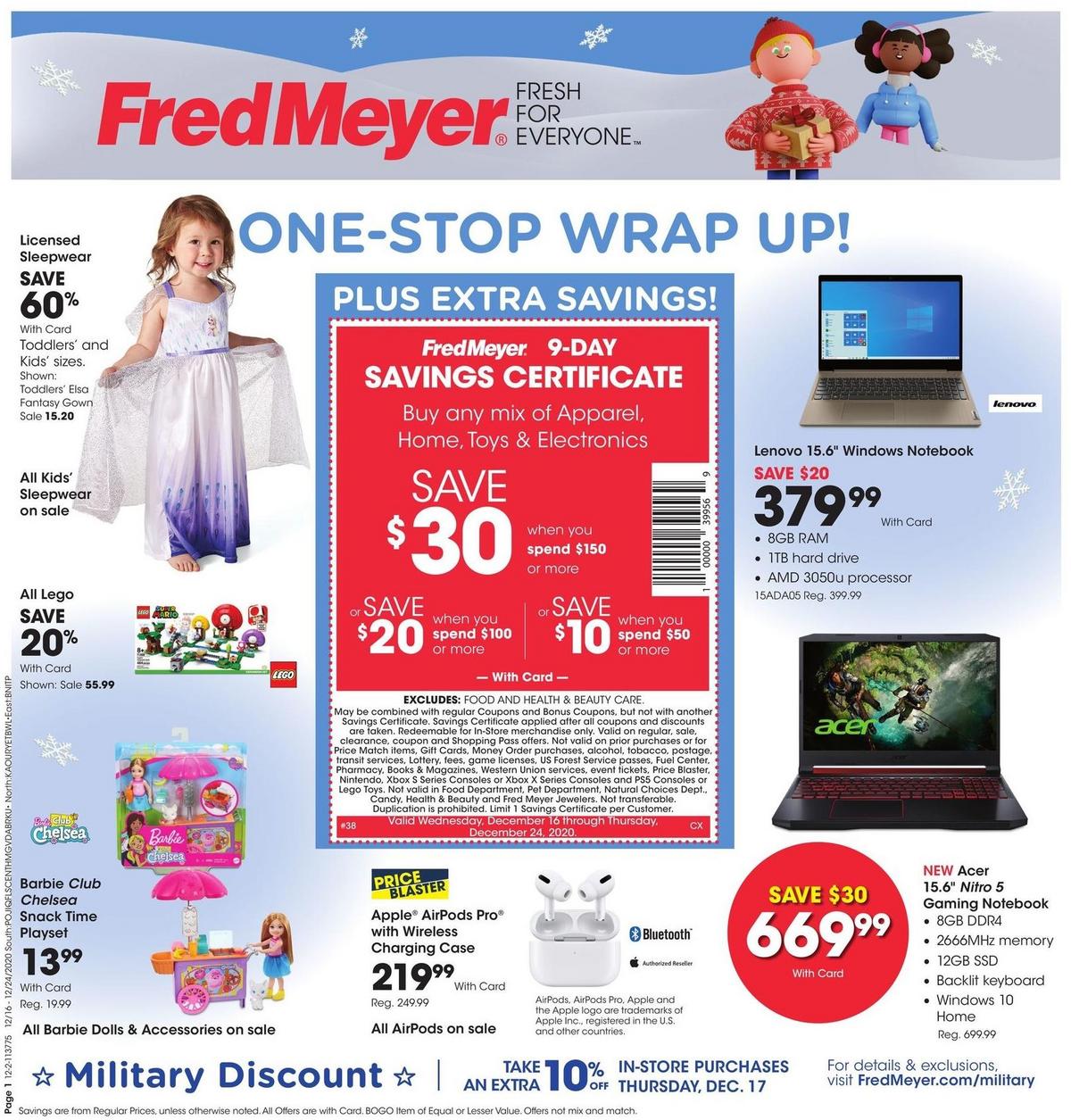 Fred Meyer General Merchandise Weekly Ad & Specials from December 16