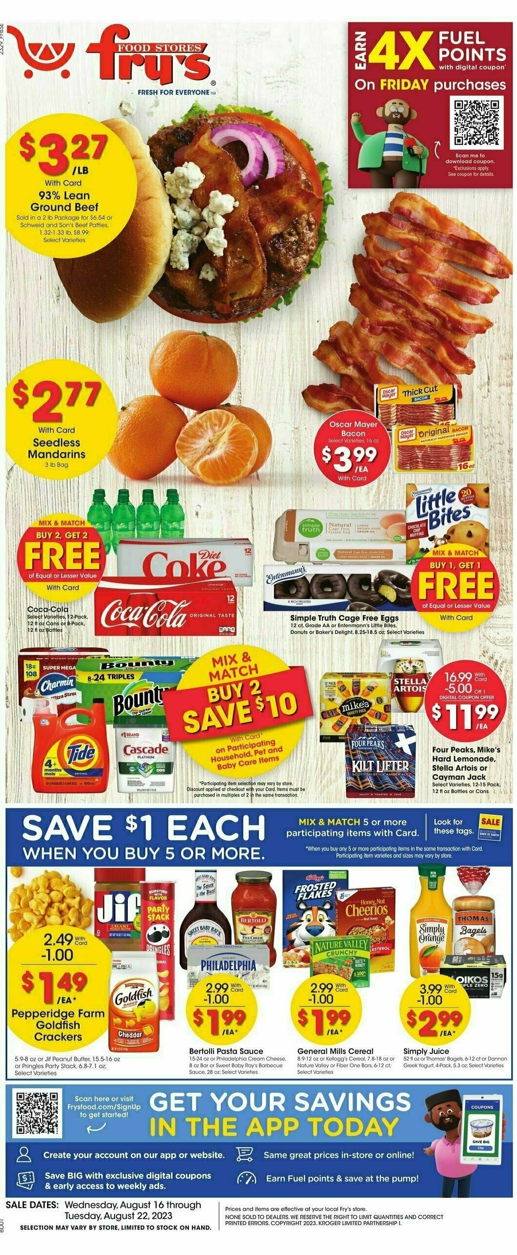 Fry's Food Weekly Ad from August 16