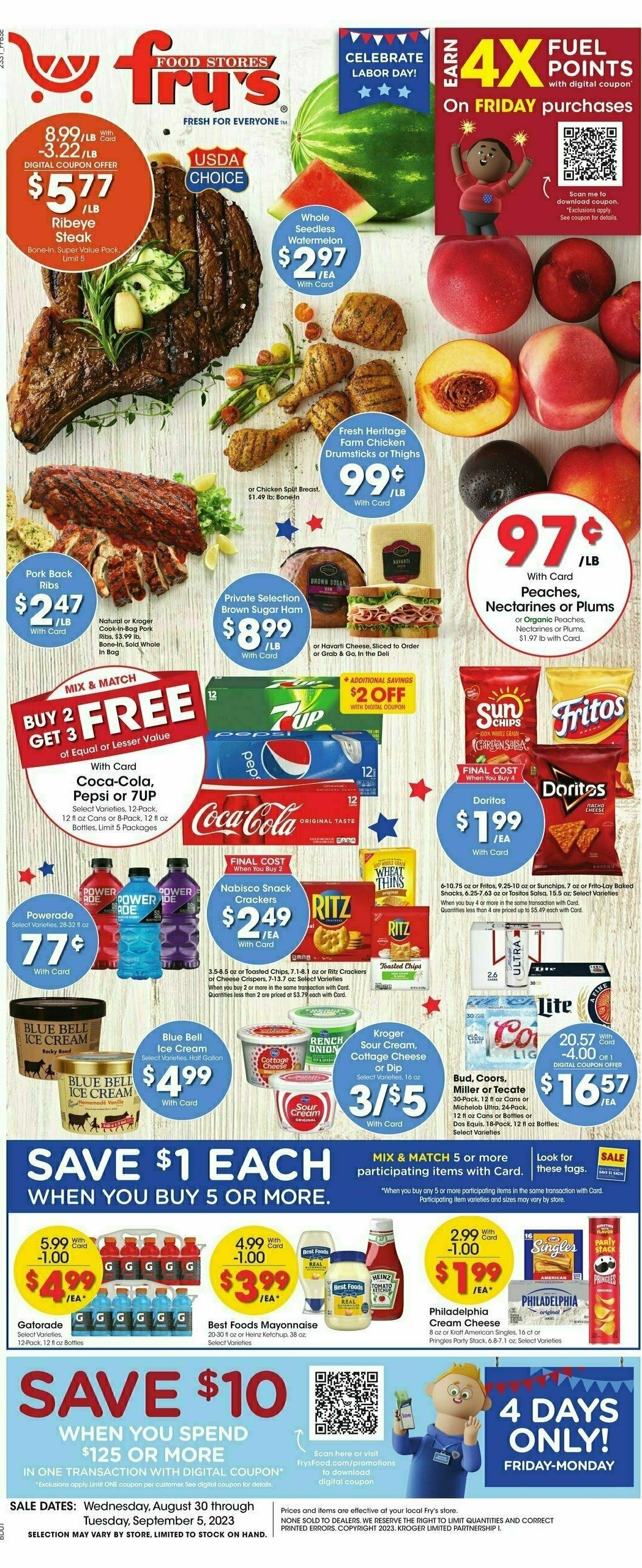 Fry's Food Weekly Ad from August 30