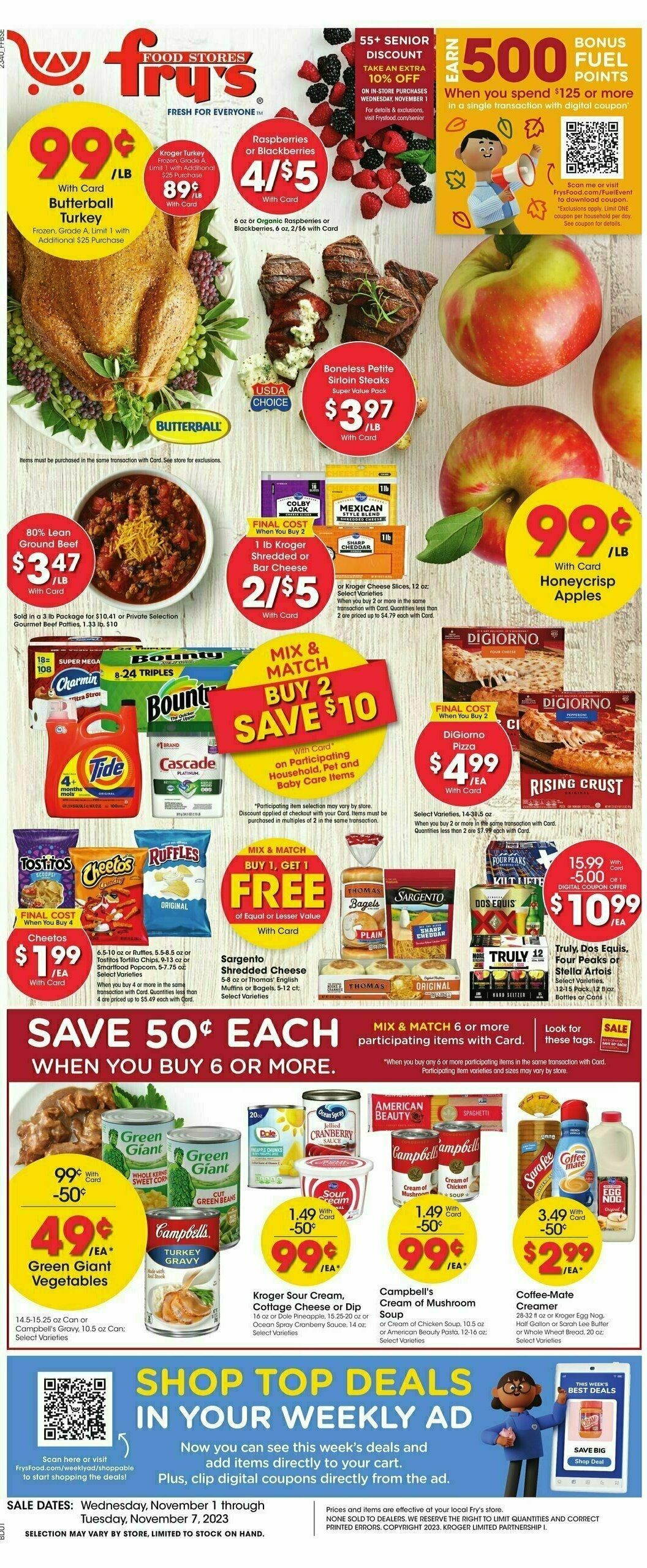 Fry's Food Weekly Ad from November 1