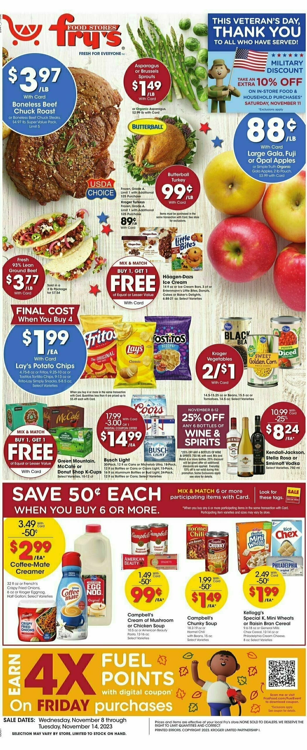 Fry's Food Weekly Ad from November 8