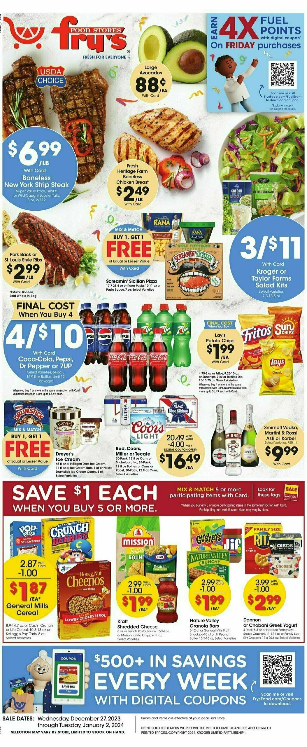 Fry's Food Weekly Ad from December 27