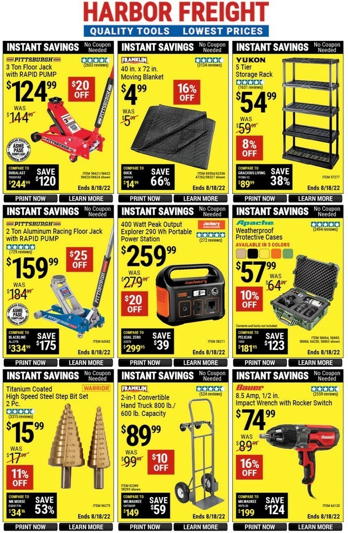 Harbor Freight Tools Best Offers & Special Buys from July 13