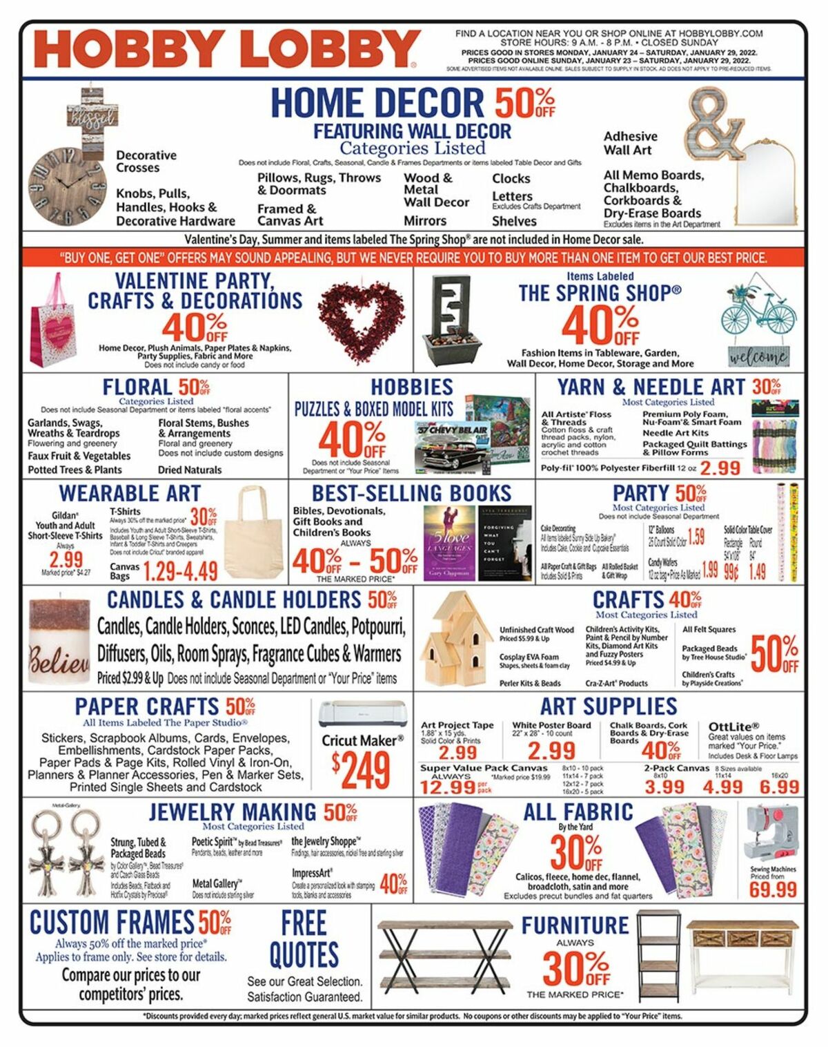 Hobby Lobby Weekly Ad from January 23