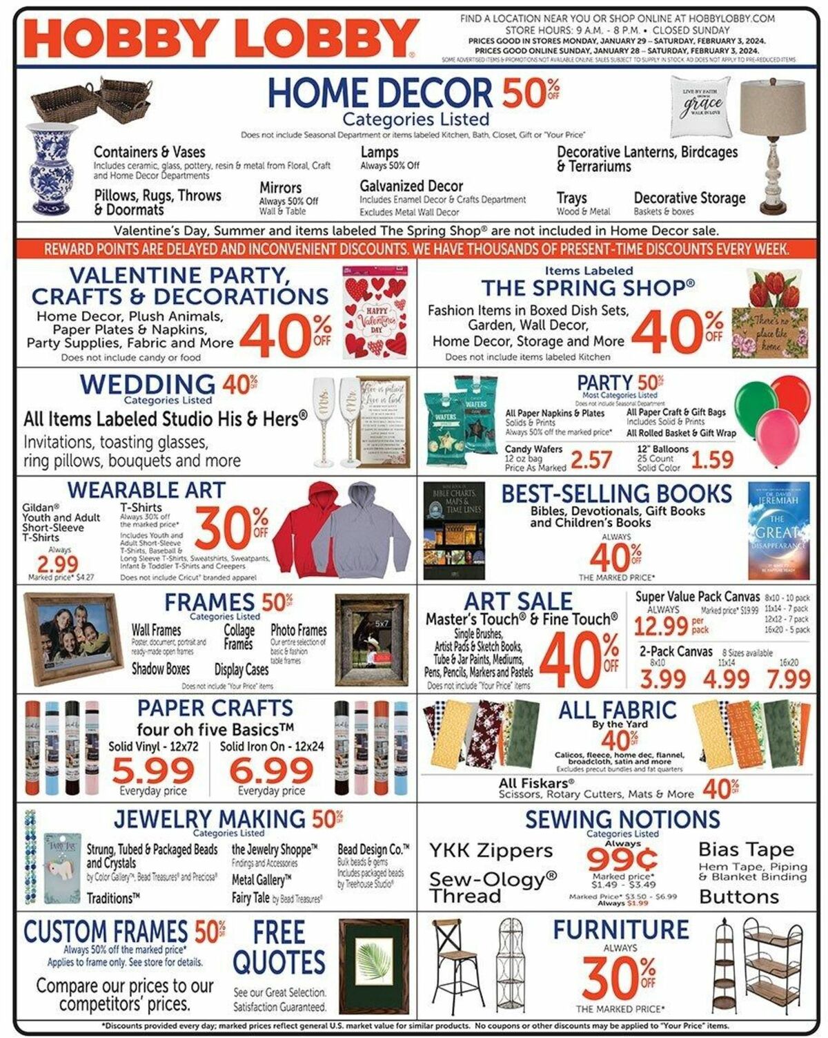 Hobby Lobby Weekly Ad from January 28