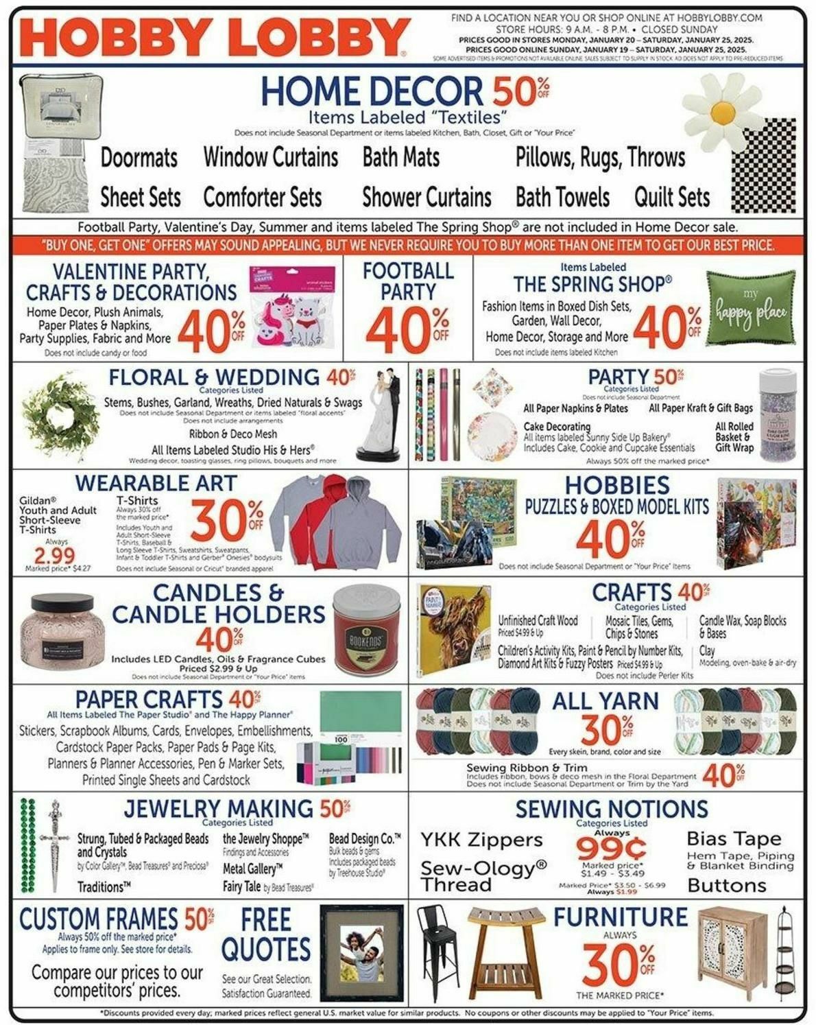 Hobby Lobby Weekly Ad from January 19
