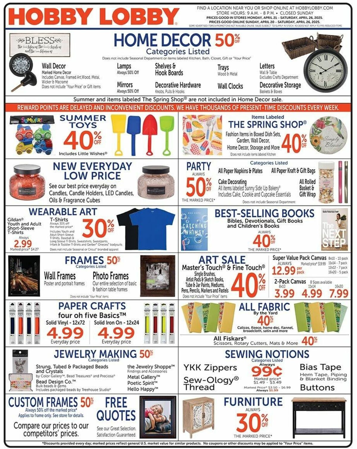 Hobby Lobby Weekly Ad from April 20