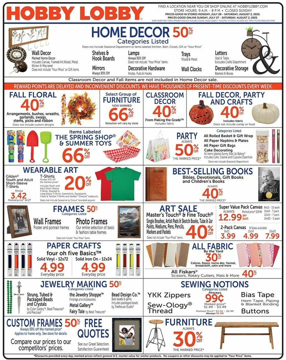 Hobby Lobby Weekly Ad from July 27