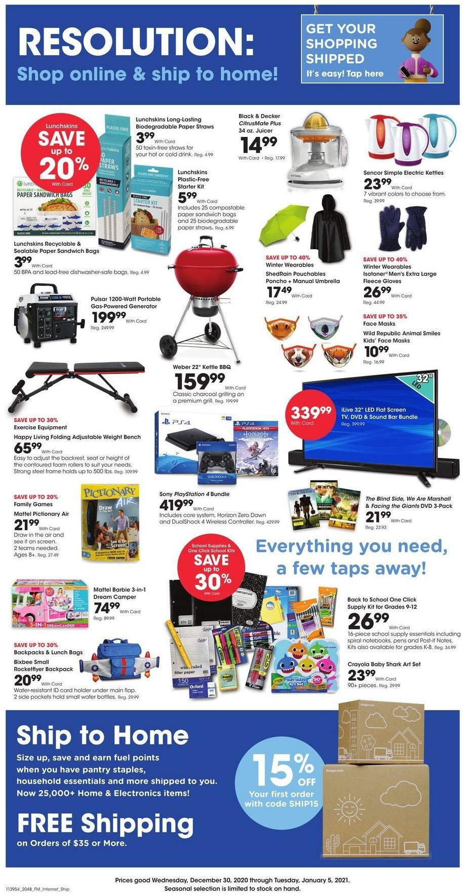 Kroger Ship to Home Weekly Ads & Special Buys from December 30