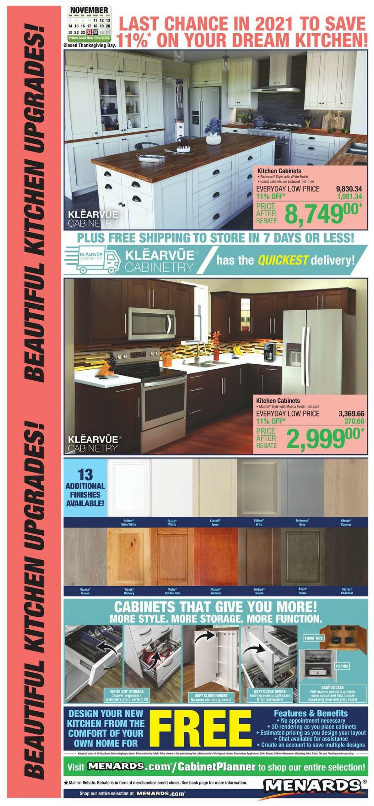 Menards Kitchen Cabinets Weekly Ads & Special Buys from November 11