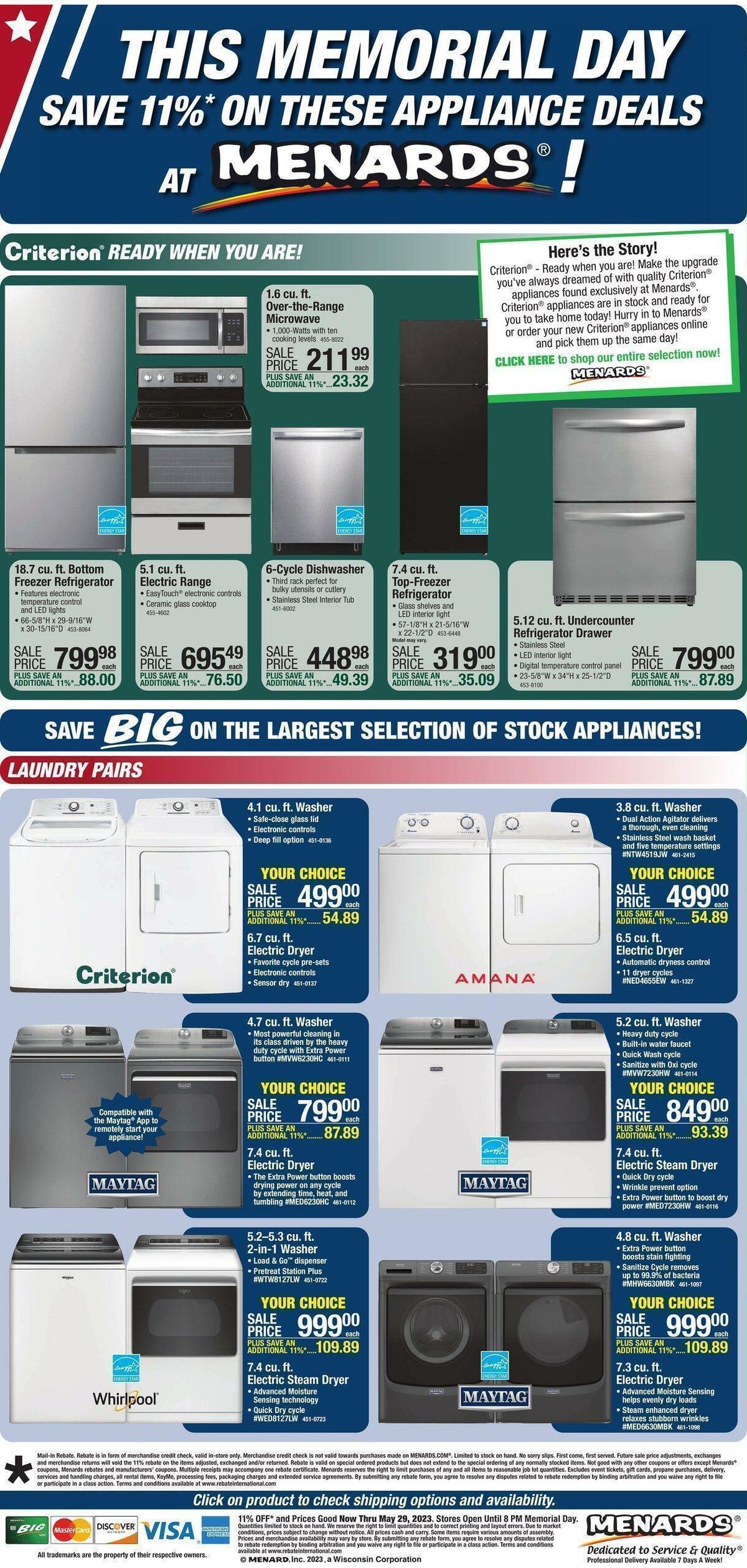 Menards May is Maytag Weekly Ads & Special Buys from May 18