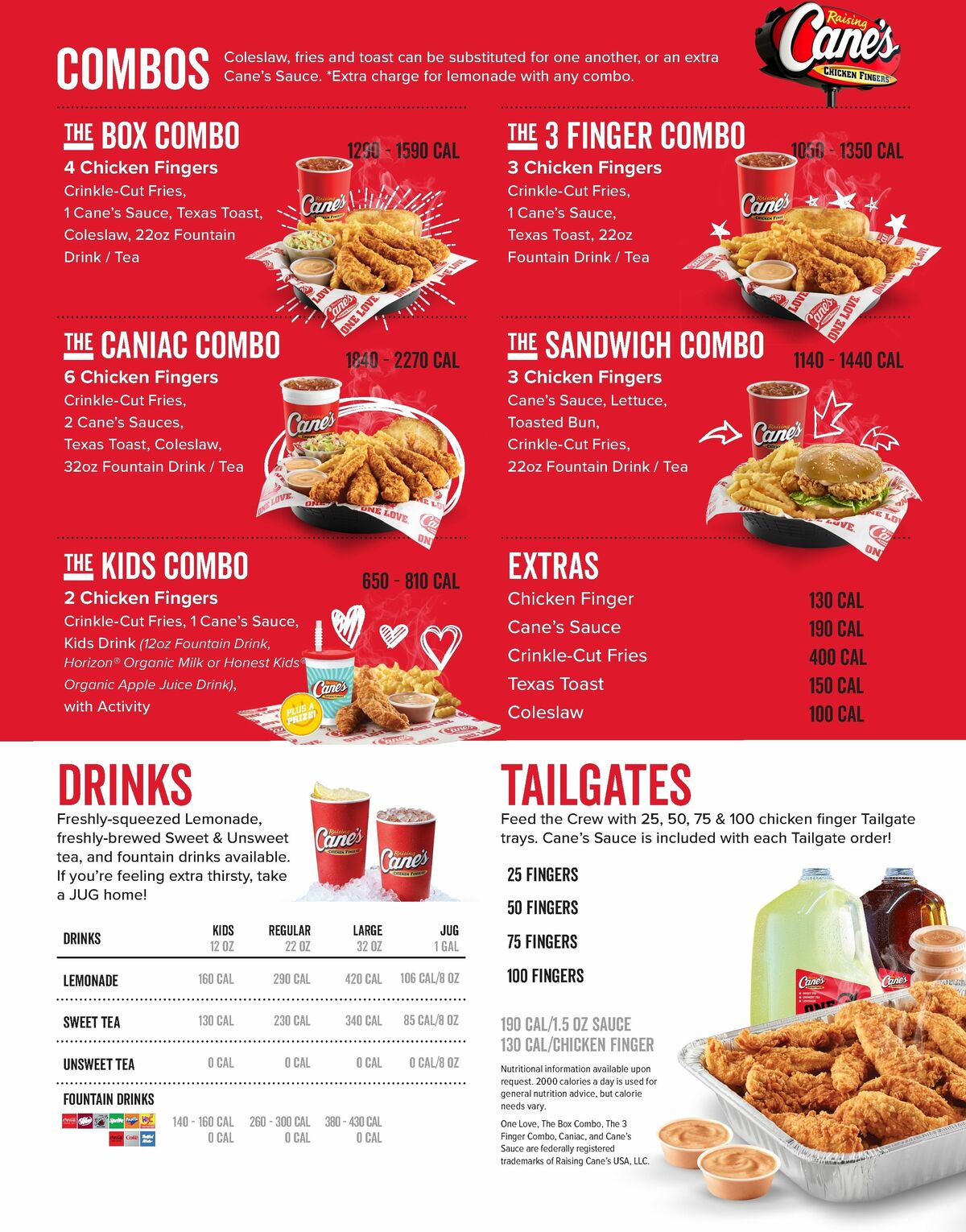 Raising Cane's Menu from September 3
