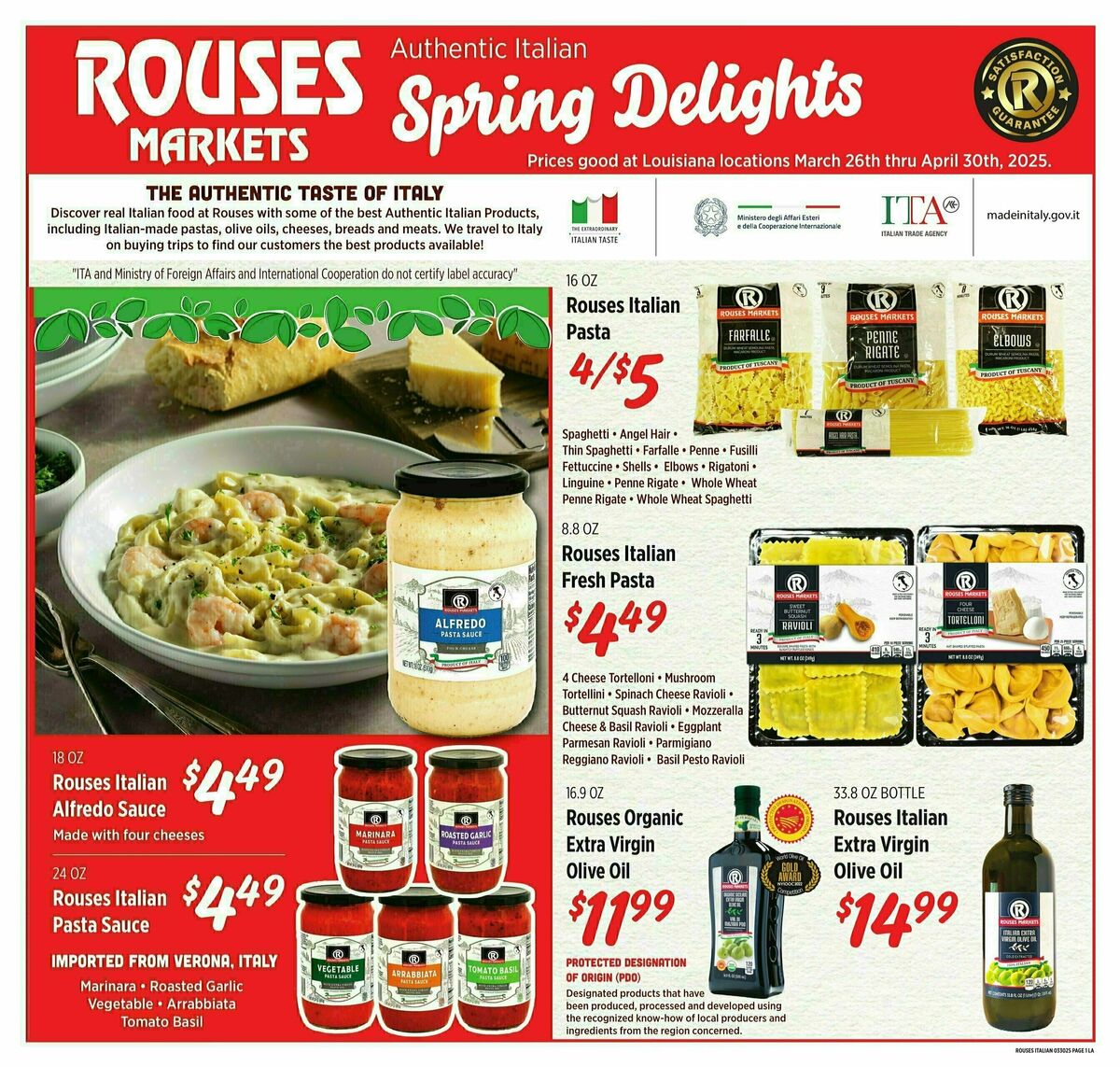 Rouses Markets Italian Ad Weekly Circular from March 26