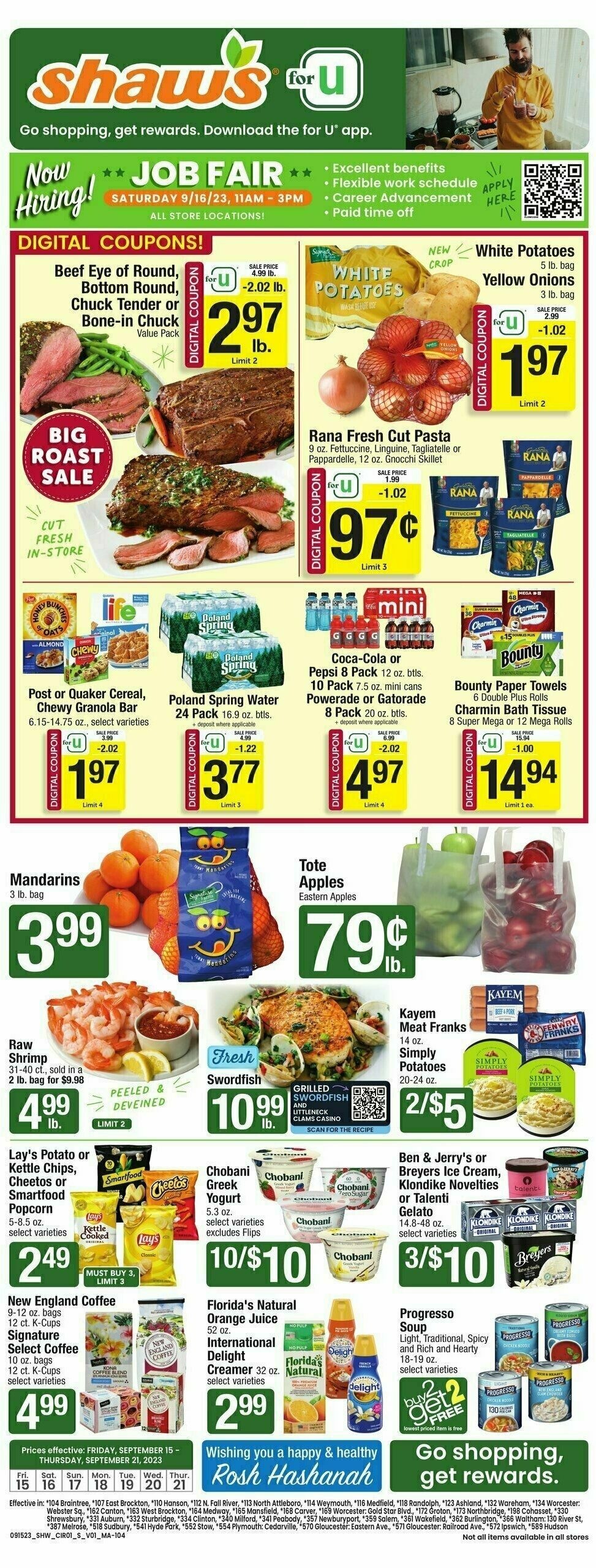 Shaw's Weekly Flyer from September 15