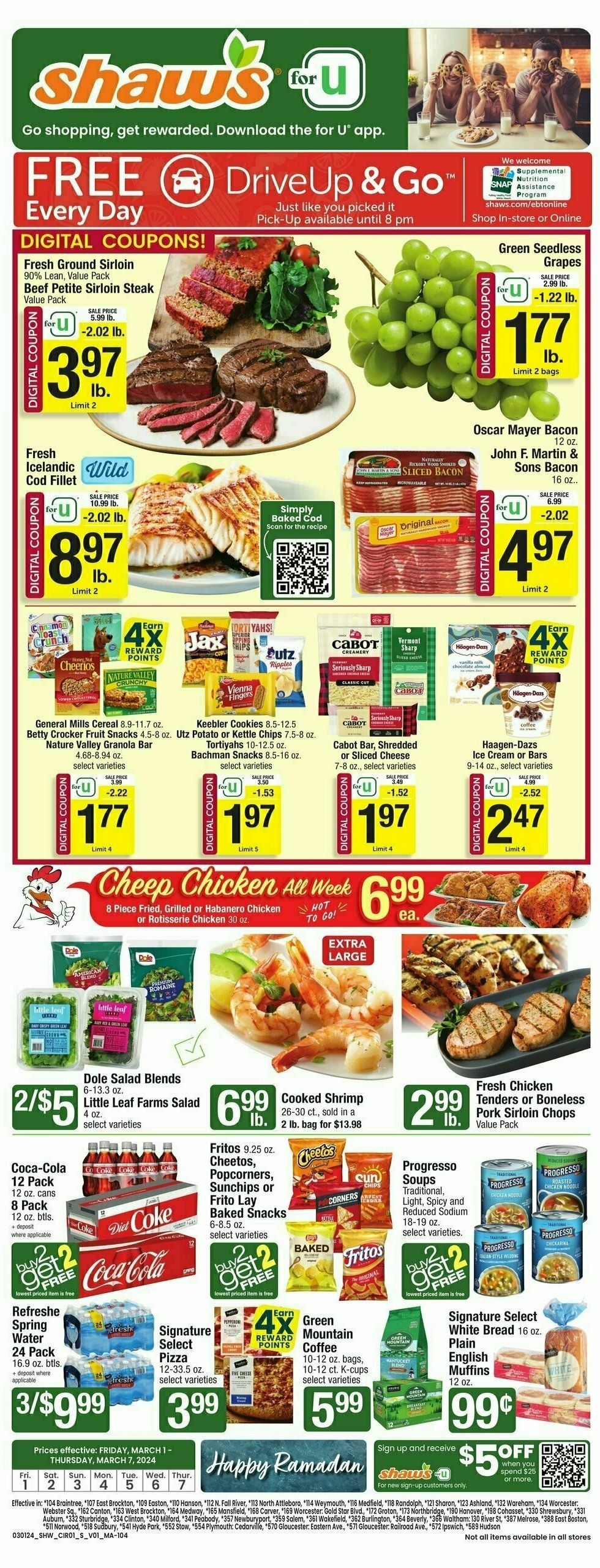 Shaw's Weekly Flyer from March 1