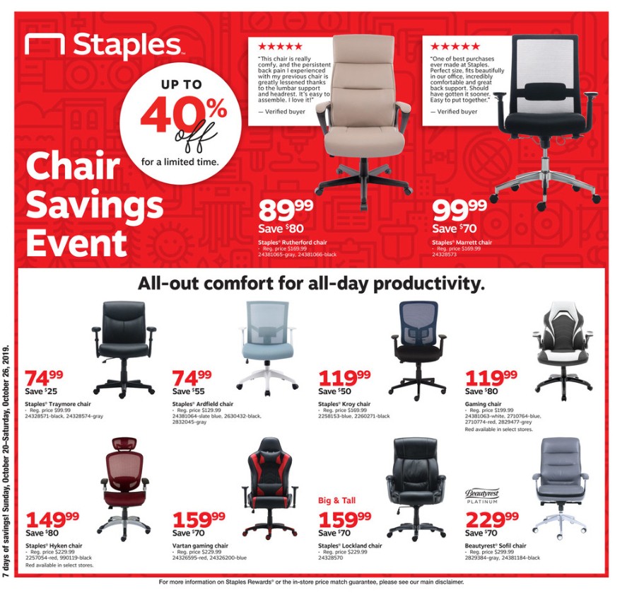 Staples Staples weekly ad from October 20