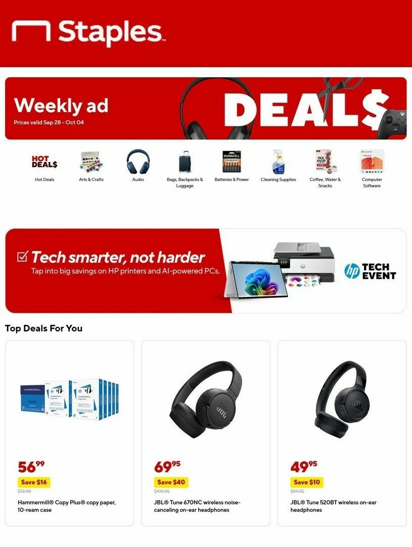 Staples Staples weekly ad from September 28