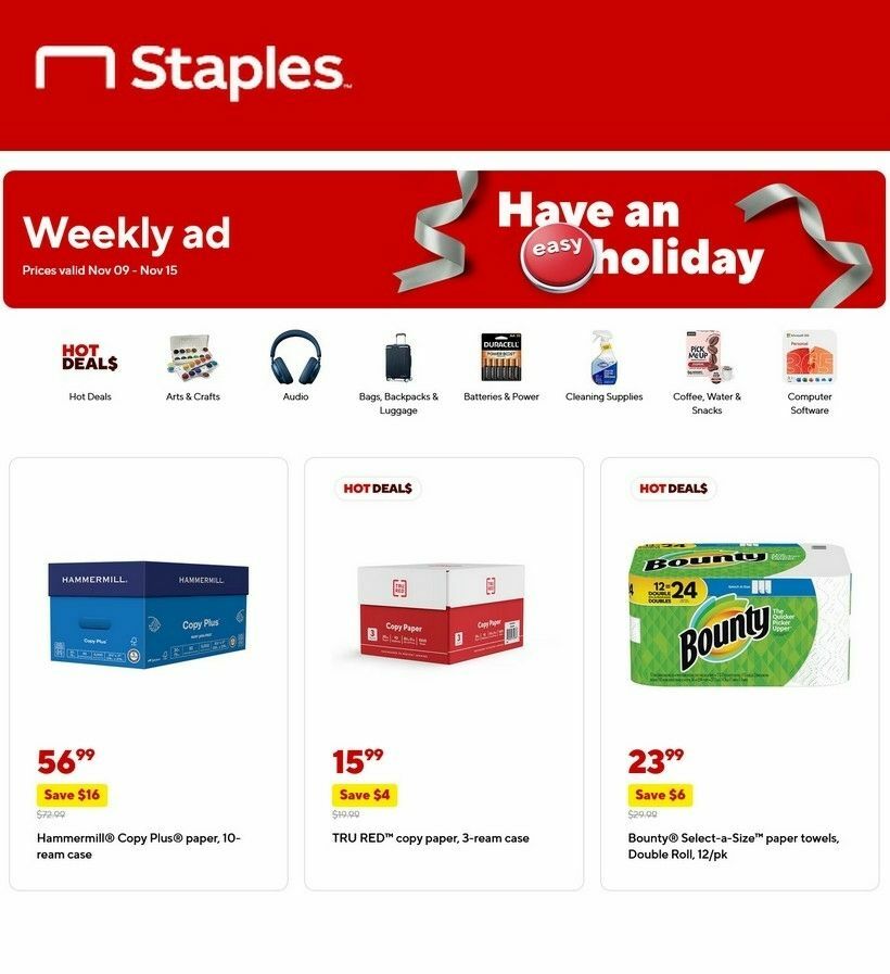 Staples Staples weekly ad from November 9