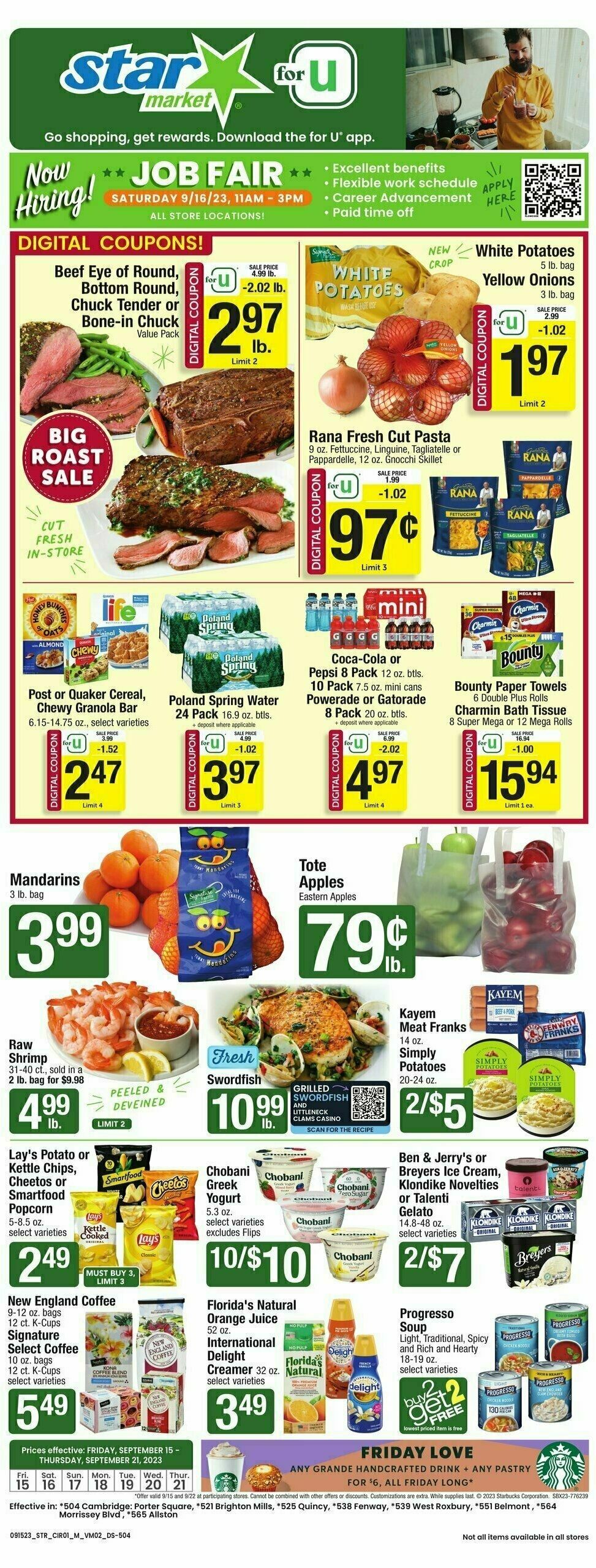 Star Market Flyer from September 15