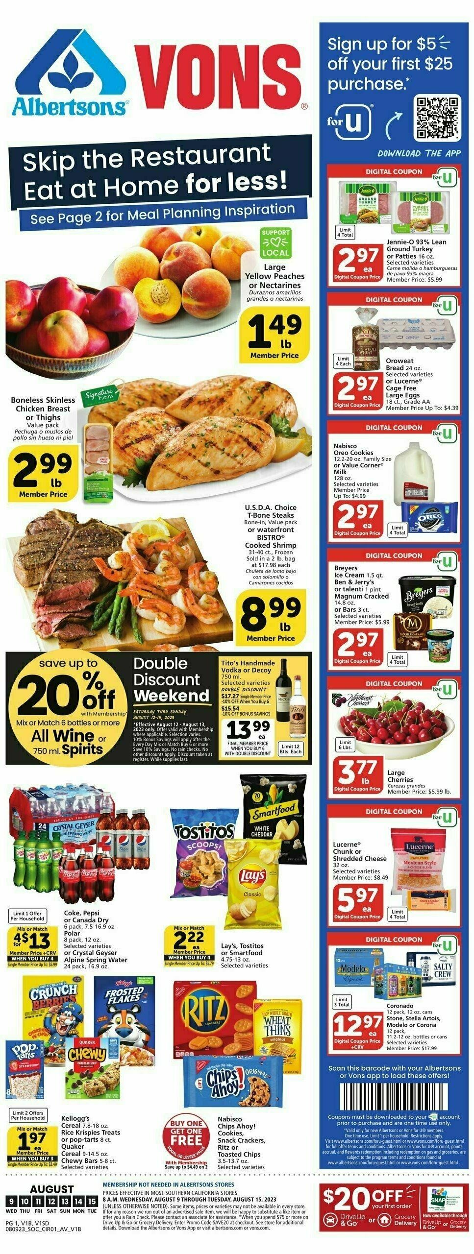 Vons Weekly Ad from August 9