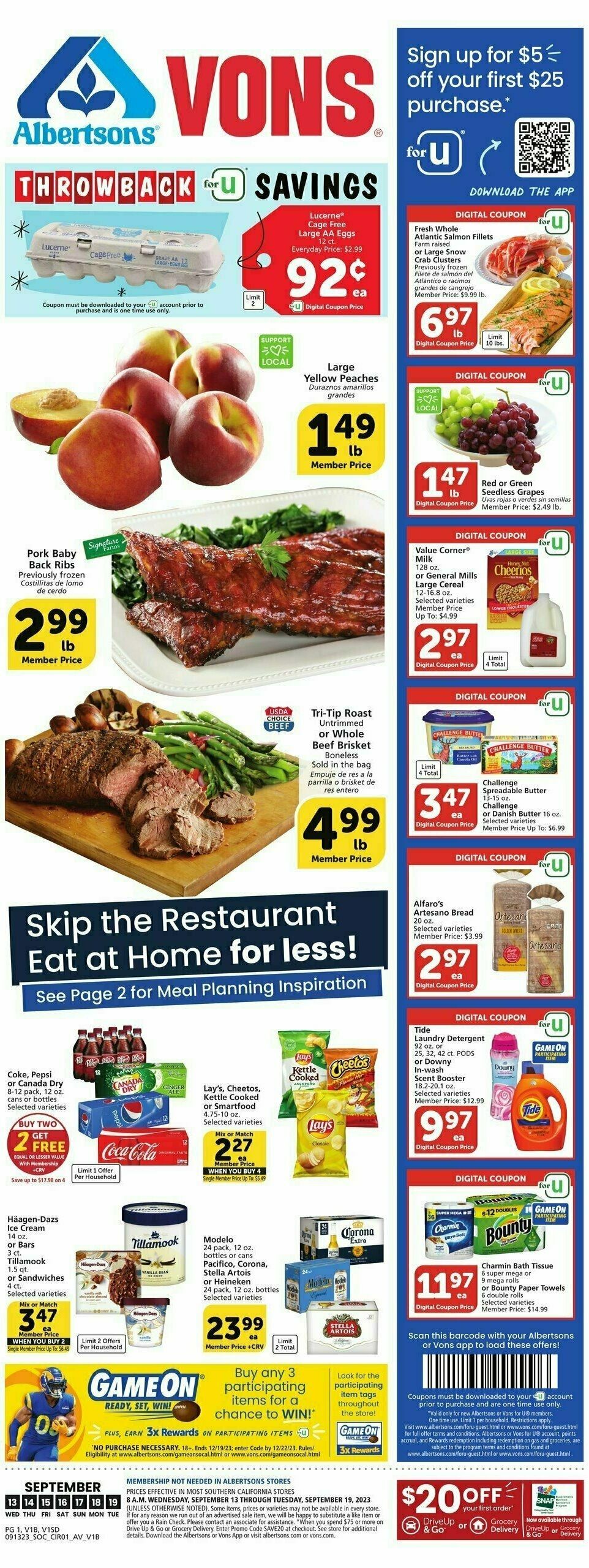 Vons Weekly Ad from September 13