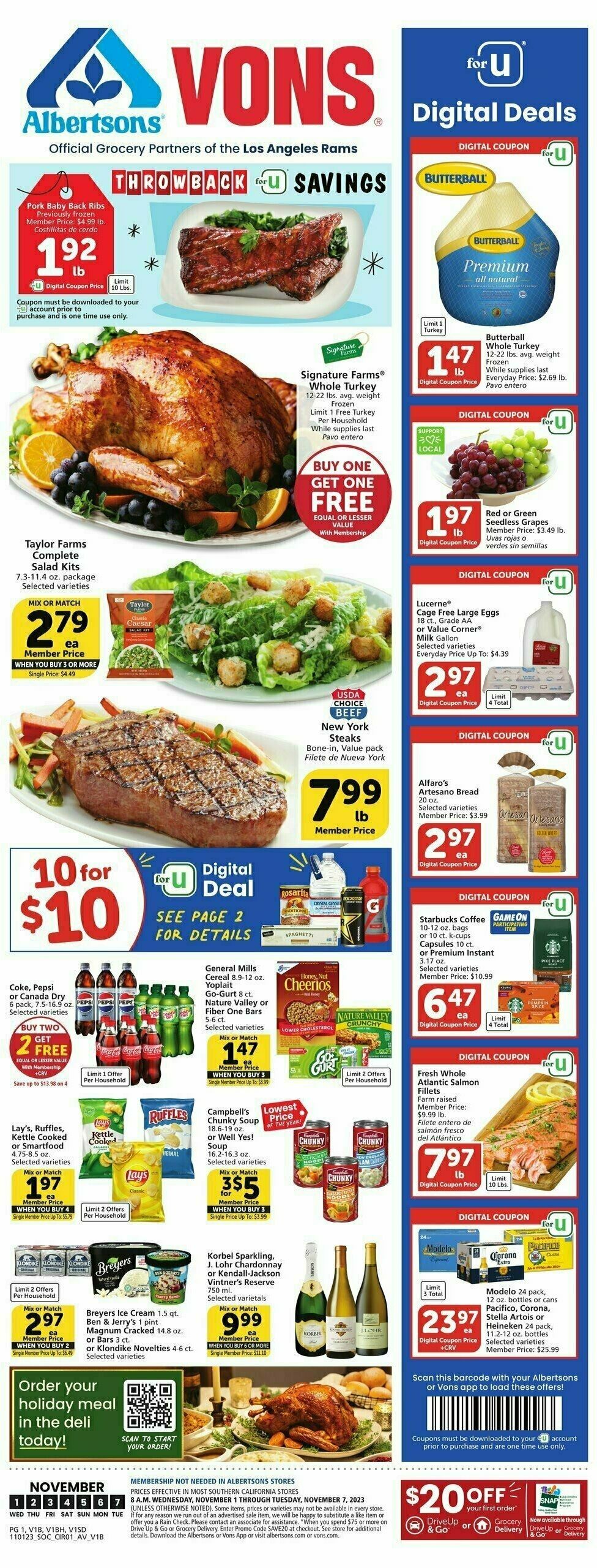 Vons Weekly Ad from November 1